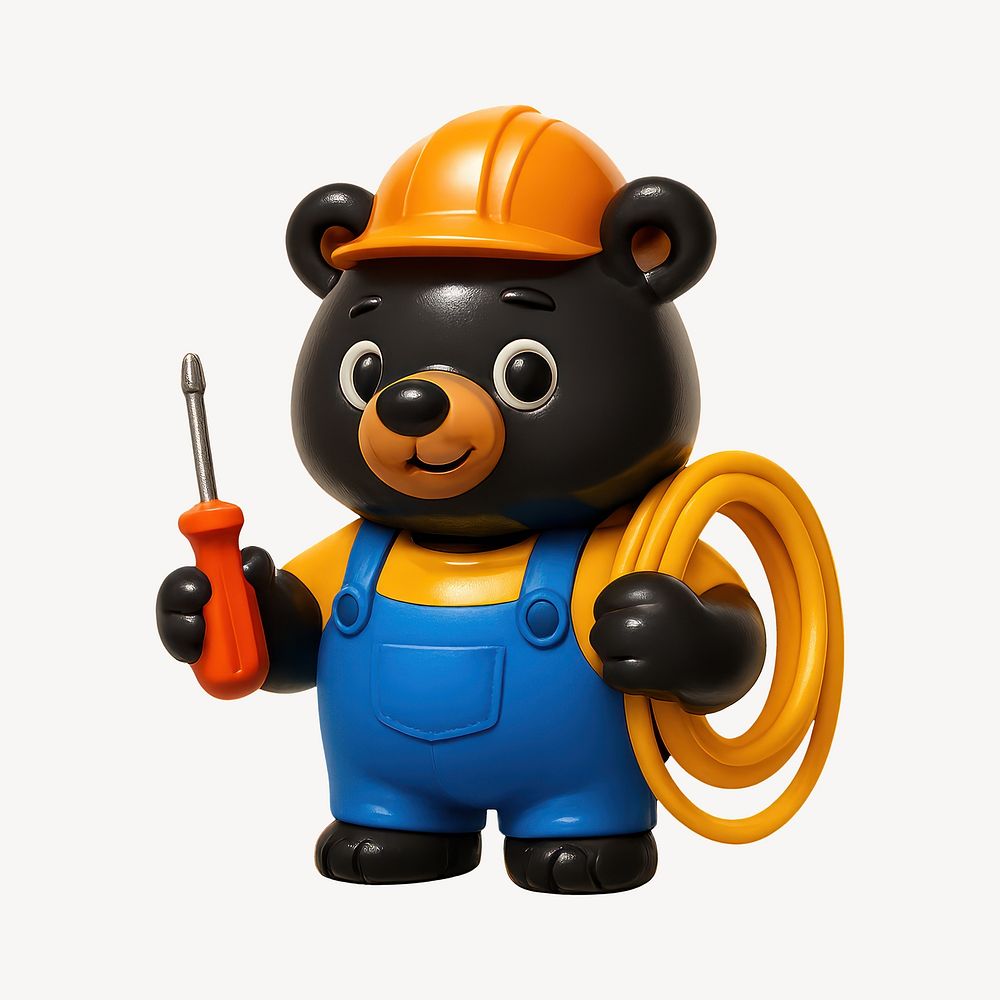 Cute bear construction worker illustration | Free Photo Illustration - rawpixel