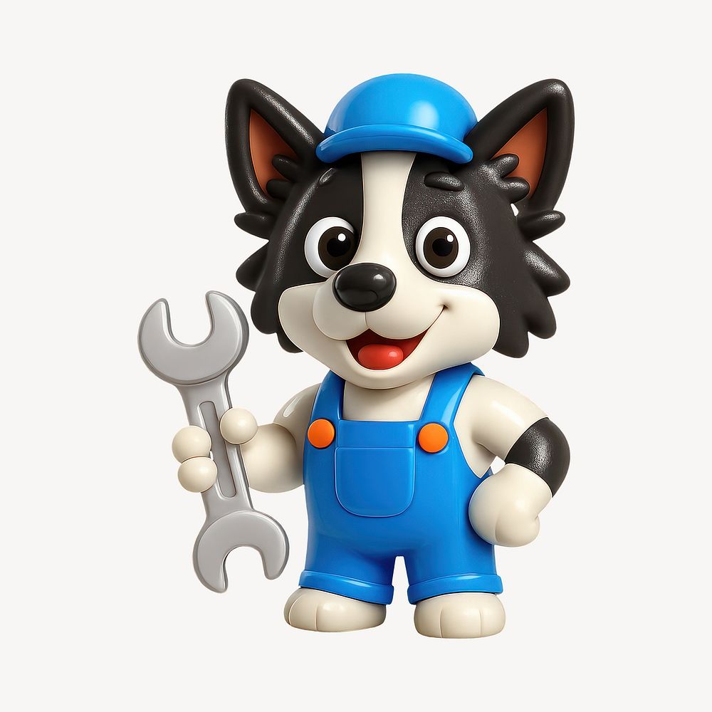 Cartoon dog mechanic illustration | Free Photo Illustration - rawpixel