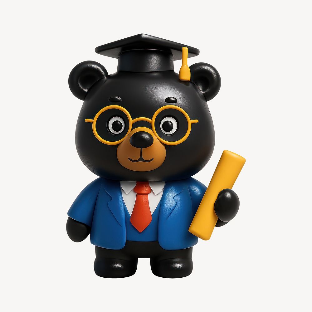 Graduation bear holding diploma | Free Photo Illustration - rawpixel