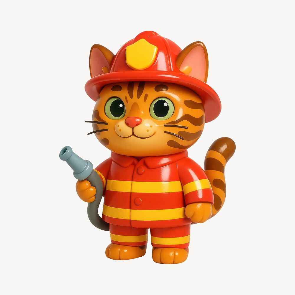 Cute cat firefighter illustration | Free Photo Illustration - rawpixel