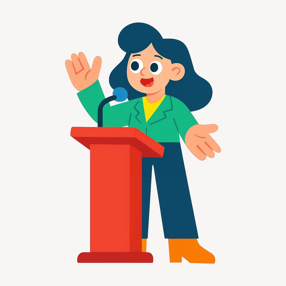 Animated speaker at podium | Free Photo Illustration - rawpixel