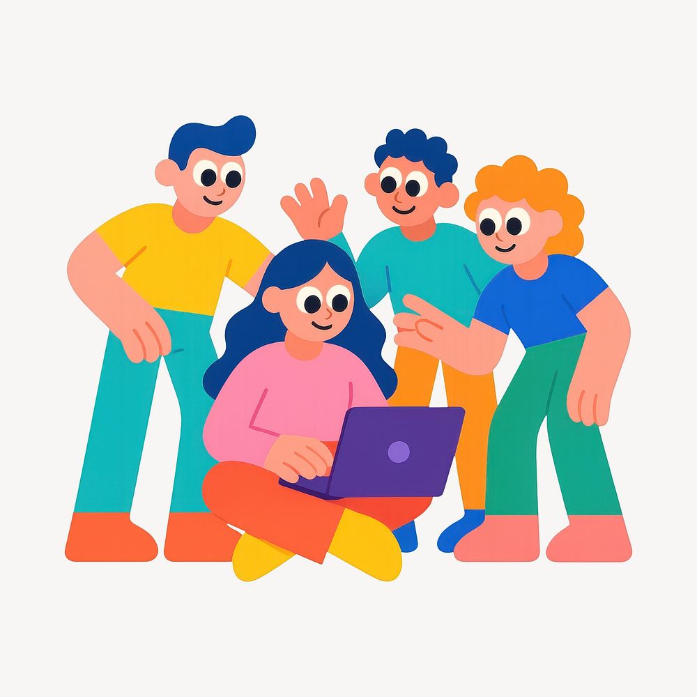 Colorful teamwork cartoon illustration | Free Photo Illustration - rawpixel