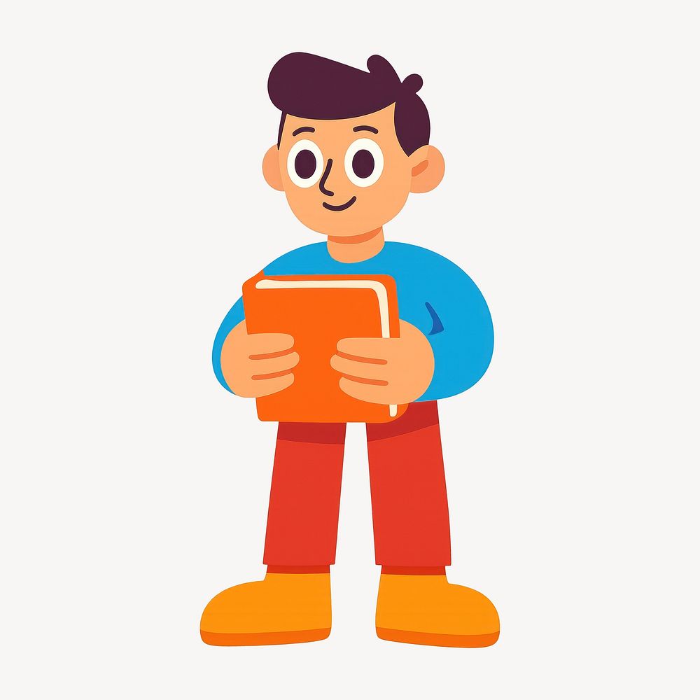 Cartoon character holding book | Free Photo Illustration - rawpixel