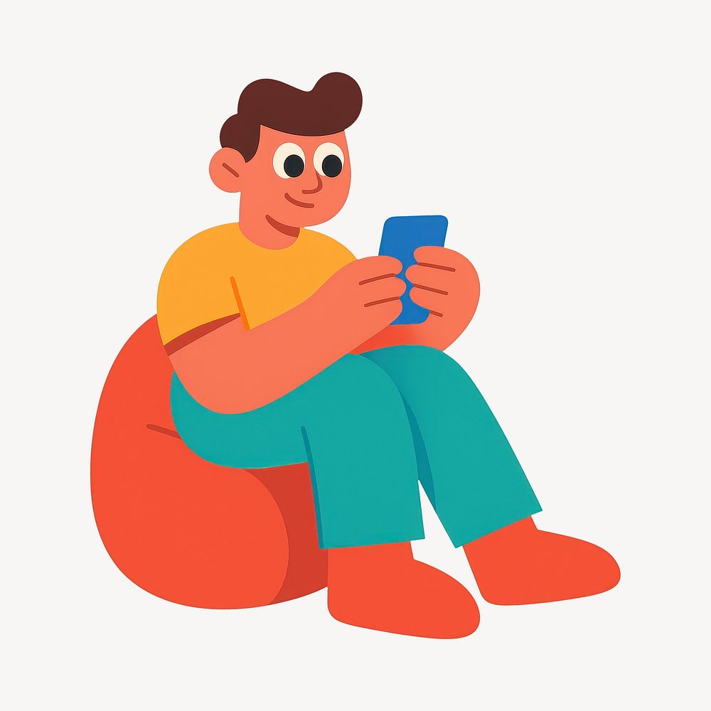 Cartoon person using smartphone | Free Photo Illustration - rawpixel