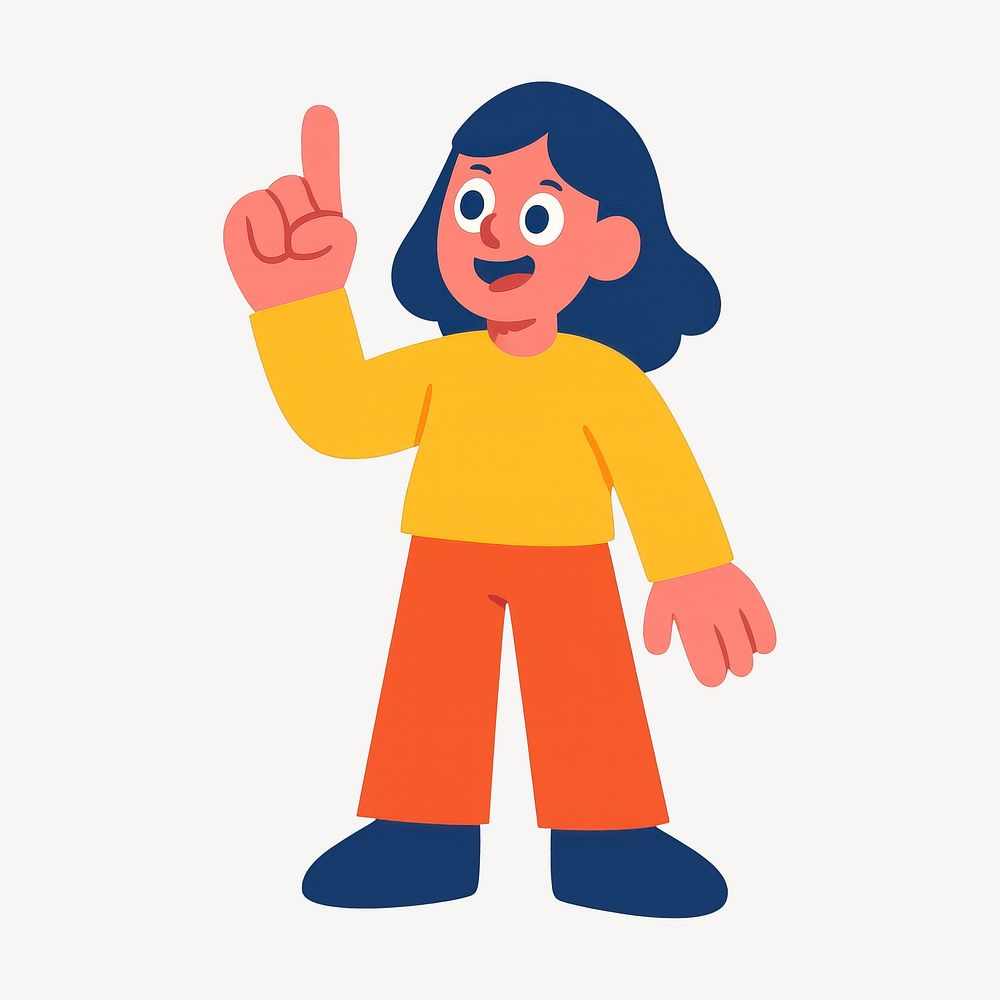 Cartoon character pointing upward | Free Photo Illustration - rawpixel