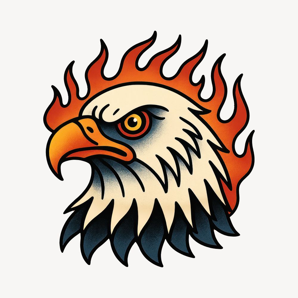 Fierce eagle with fiery background | Free Photo Illustration - rawpixel