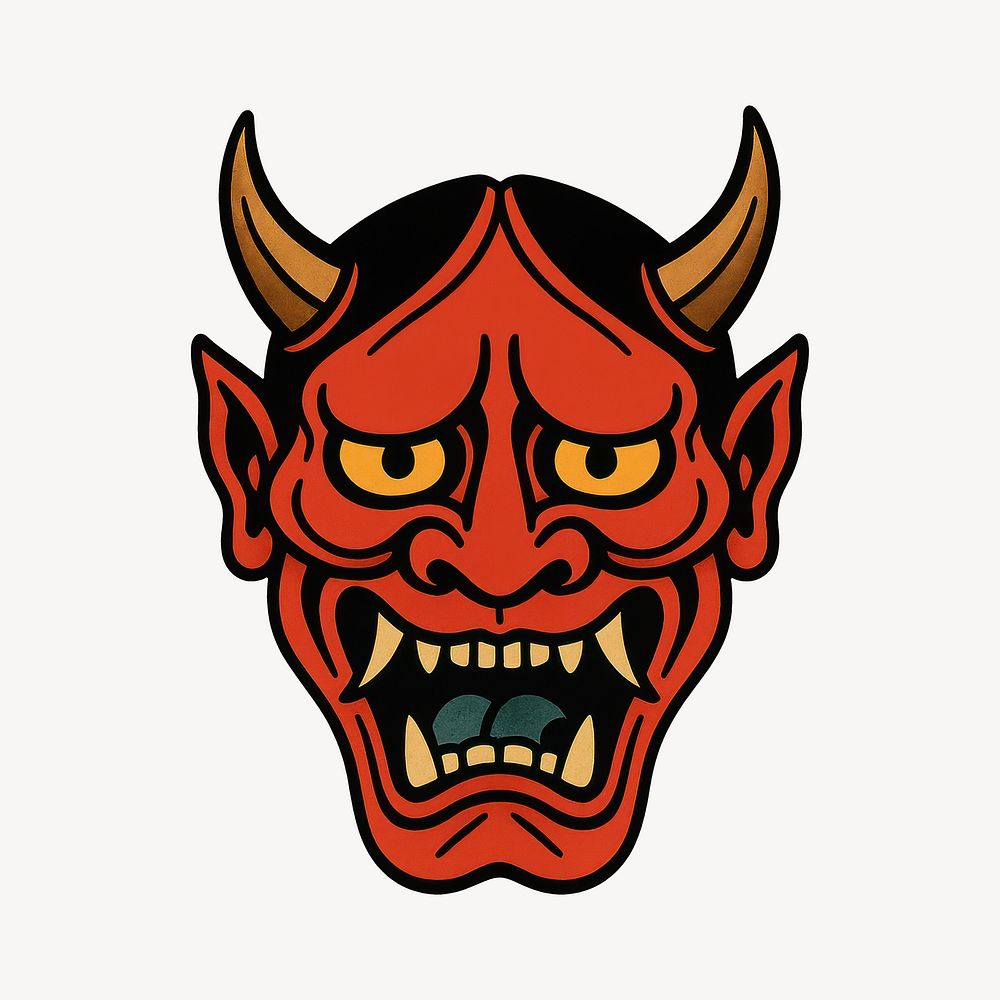Traditional Japanese Oni mask illustration | Free Photo Illustration ...
