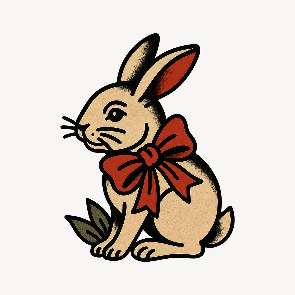 Vintage rabbit illustration with bow | Free Photo Illustration - rawpixel