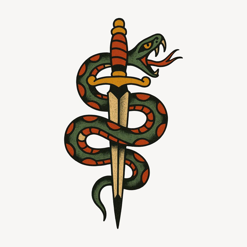 Vintage snake dagger tattoo illustration | Free Photo Illustration ...