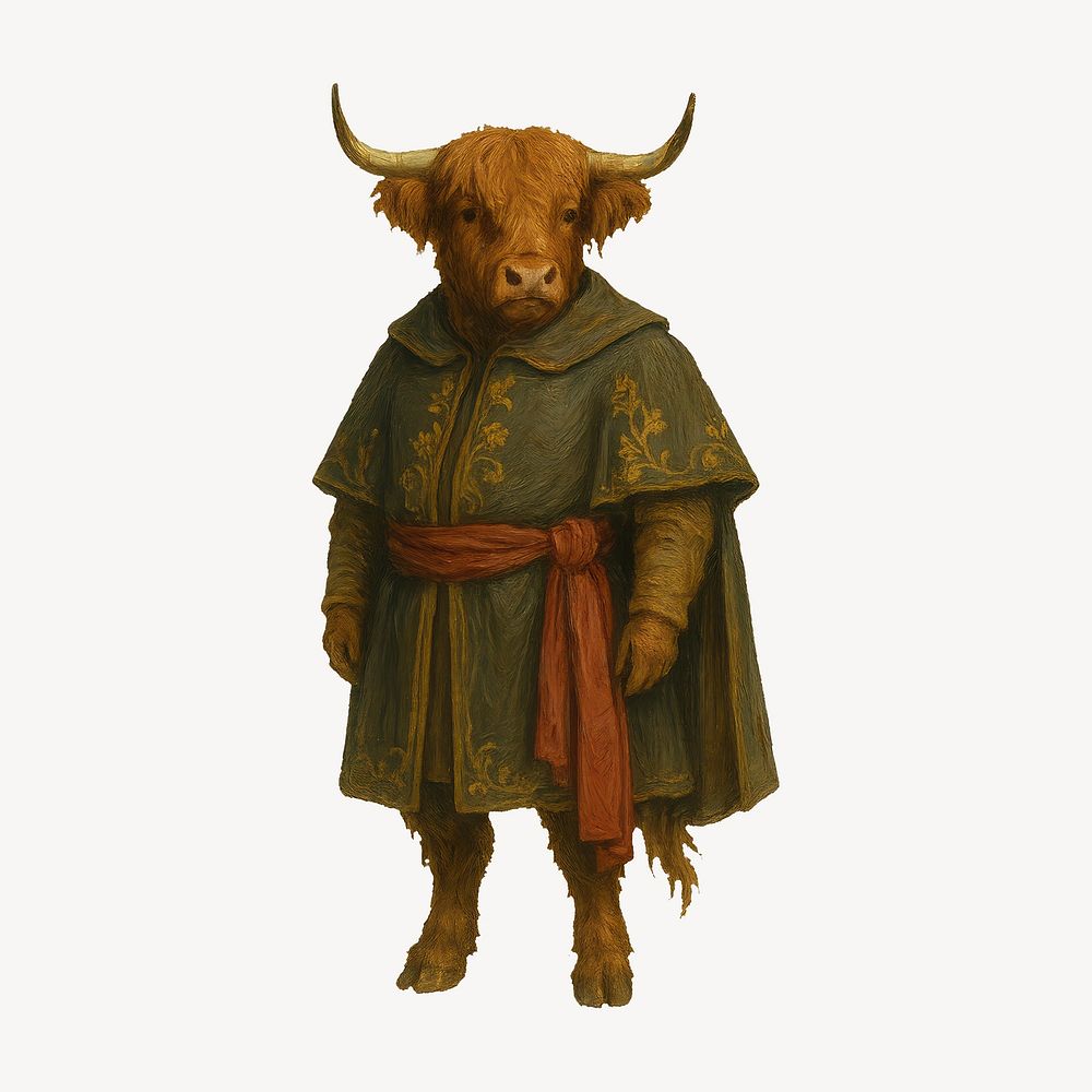 Medieval cow in regal attire | Free Photo Illustration - rawpixel