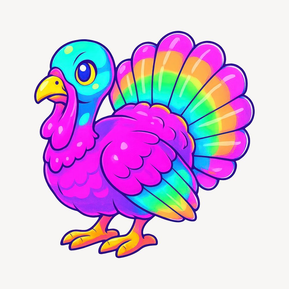 Colorful cartoon turkey illustration | Free Photo Illustration - rawpixel