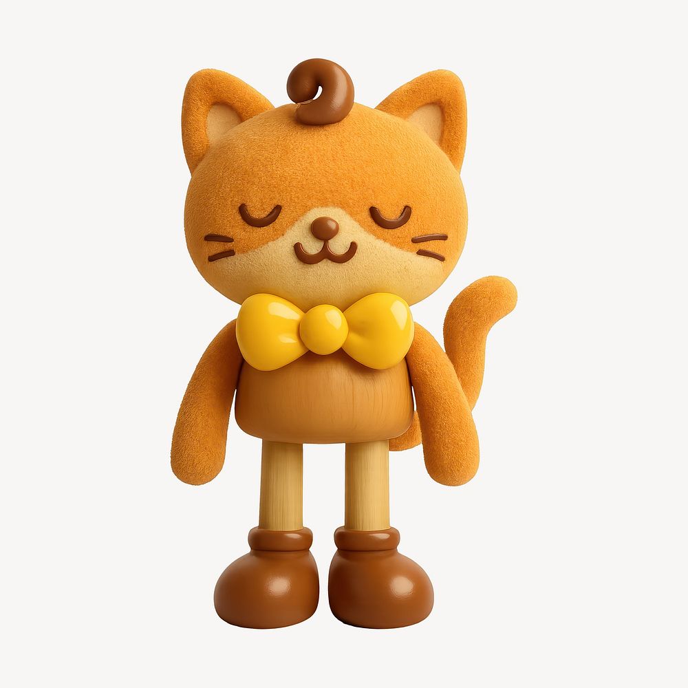Cute cartoon cat figurine illustration | Free Photo Illustration - rawpixel