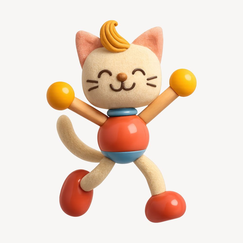 Joyful cartoon cat figurine jumping | Free Photo Illustration - rawpixel