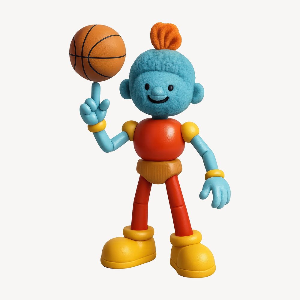 Colorful cartoon character spinning basketball | Free Photo ...