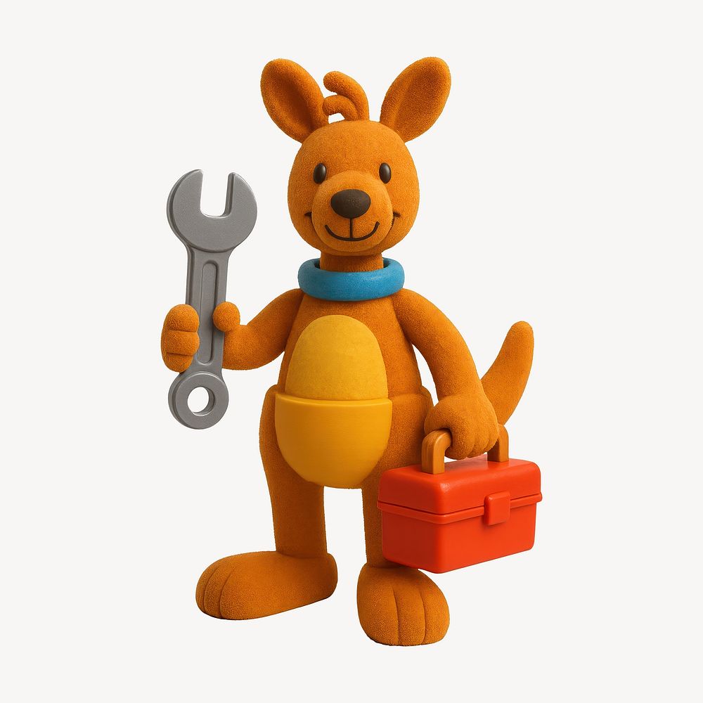 Cartoon kangaroo with tools | Free Photo Illustration - rawpixel