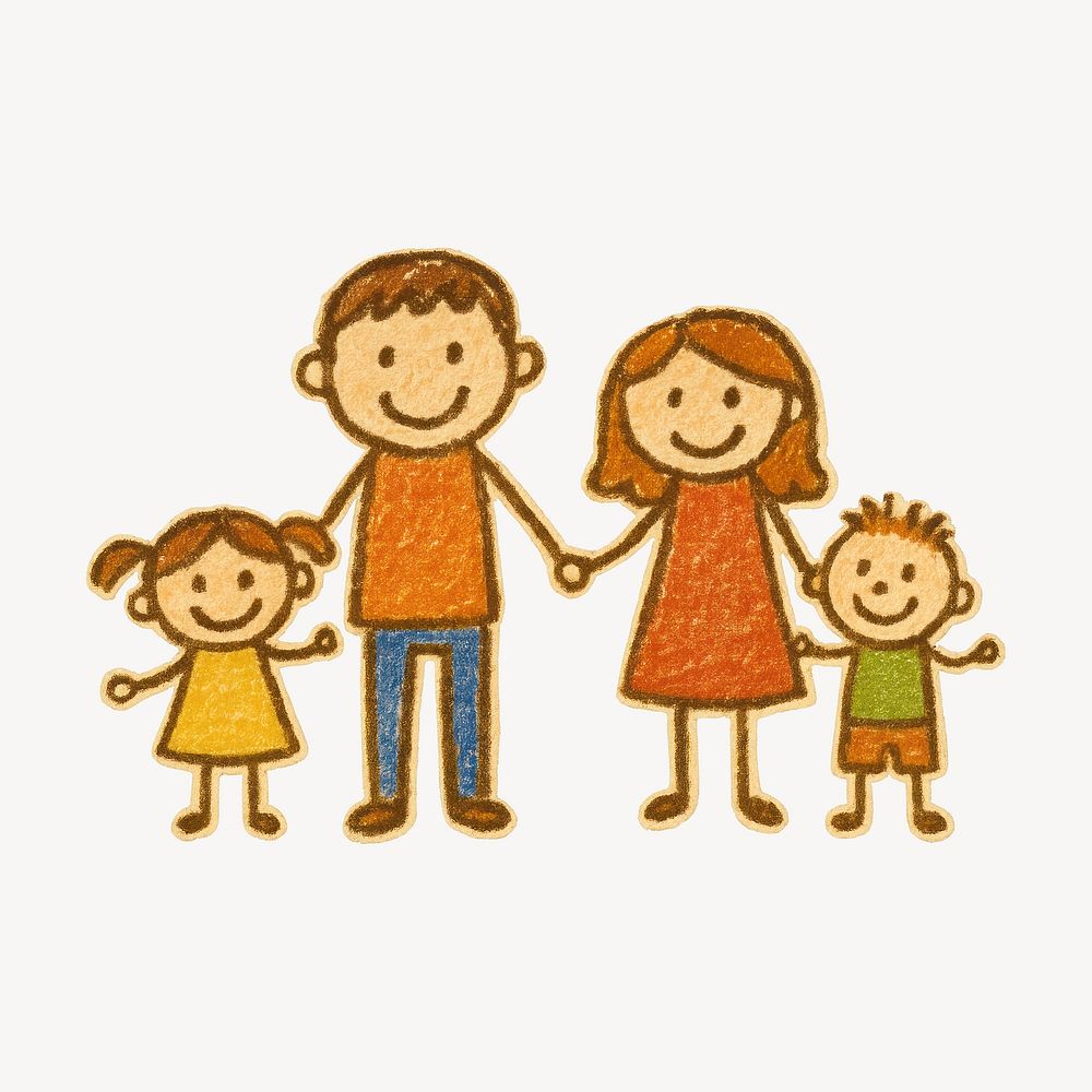Colorful family crayon drawing | Free Photo Illustration - rawpixel