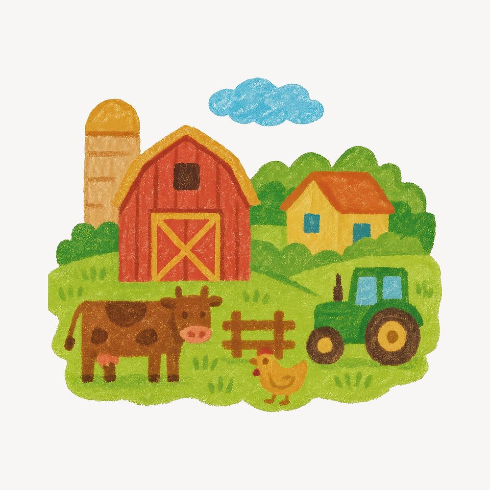 Colorful farm scene illustration | Free Photo Illustration - rawpixel
