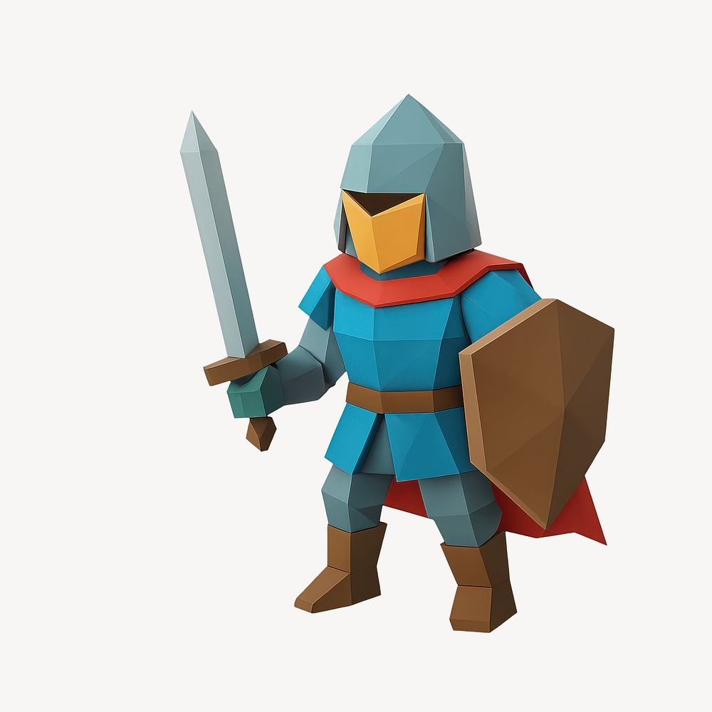 Low-poly knight character design | Free Photo Illustration - rawpixel