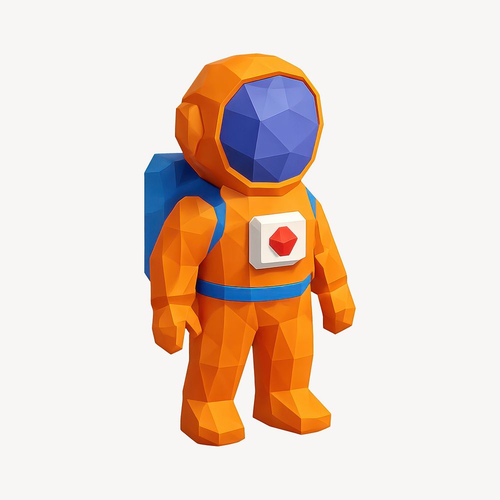 Low-poly orange astronaut figurine | Free Photo Illustration - rawpixel