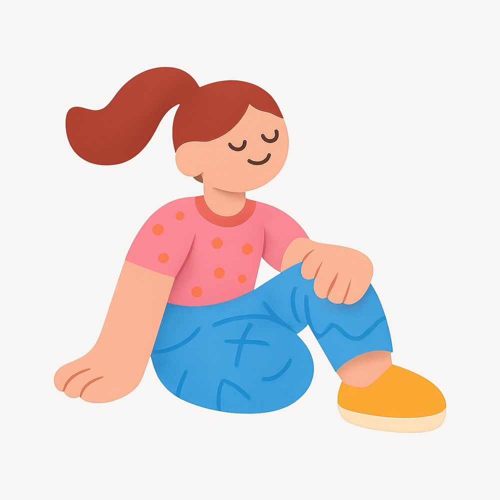Relaxed cartoon character sitting pose | Free Photo Illustration - rawpixel
