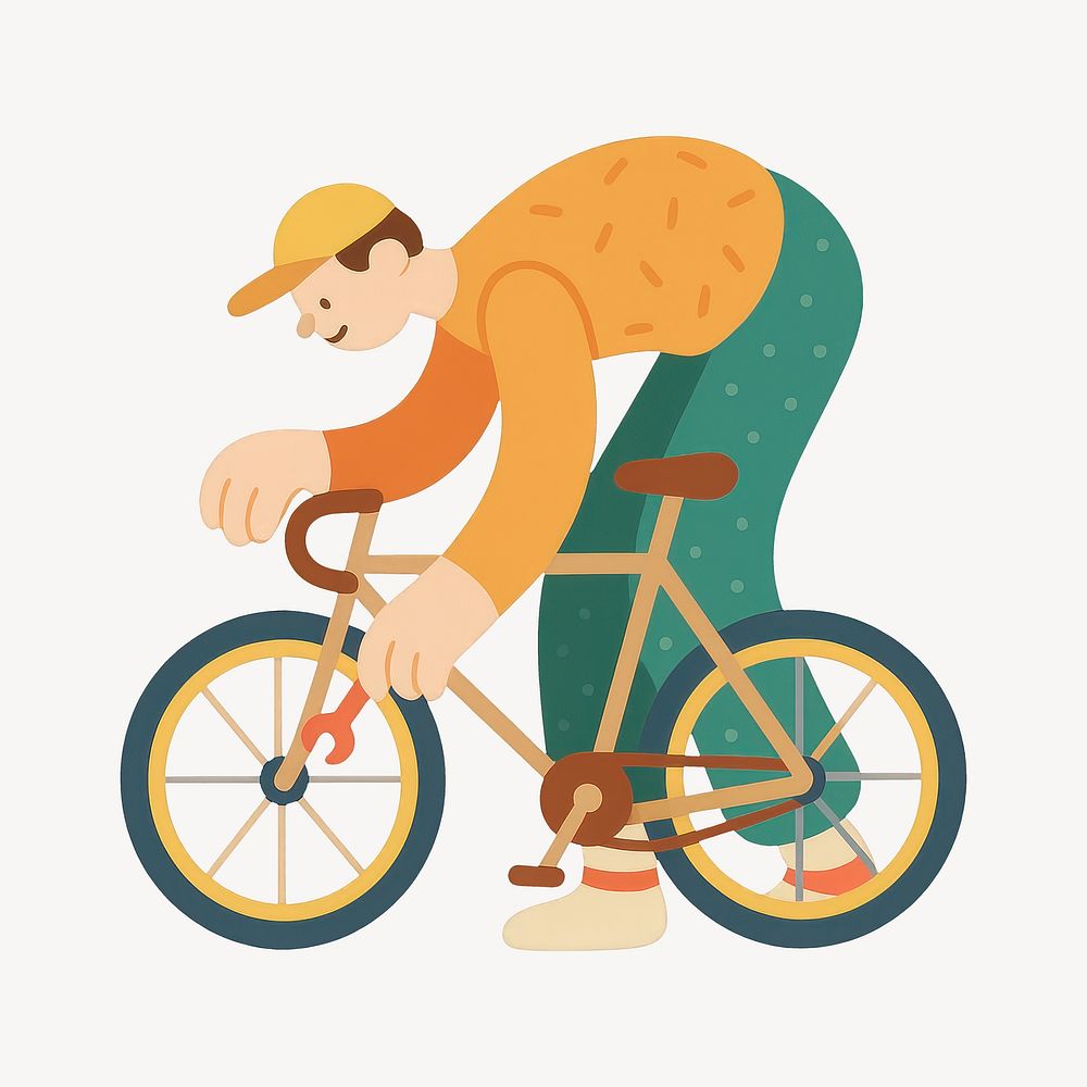 Colorful cyclist cartoon illustration | Free Photo Illustration - rawpixel