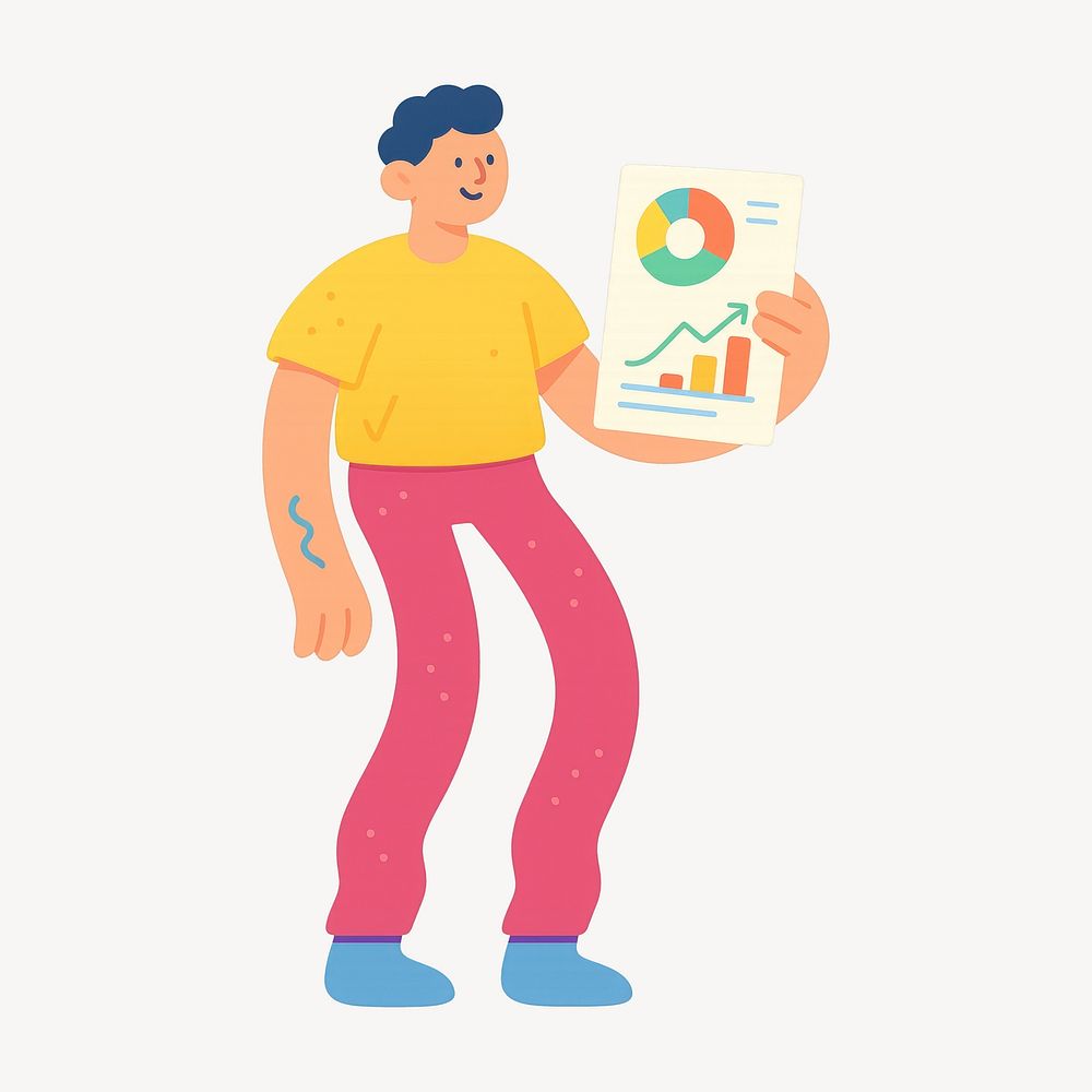 Cartoon character holding chart | Free Photo Illustration - rawpixel
