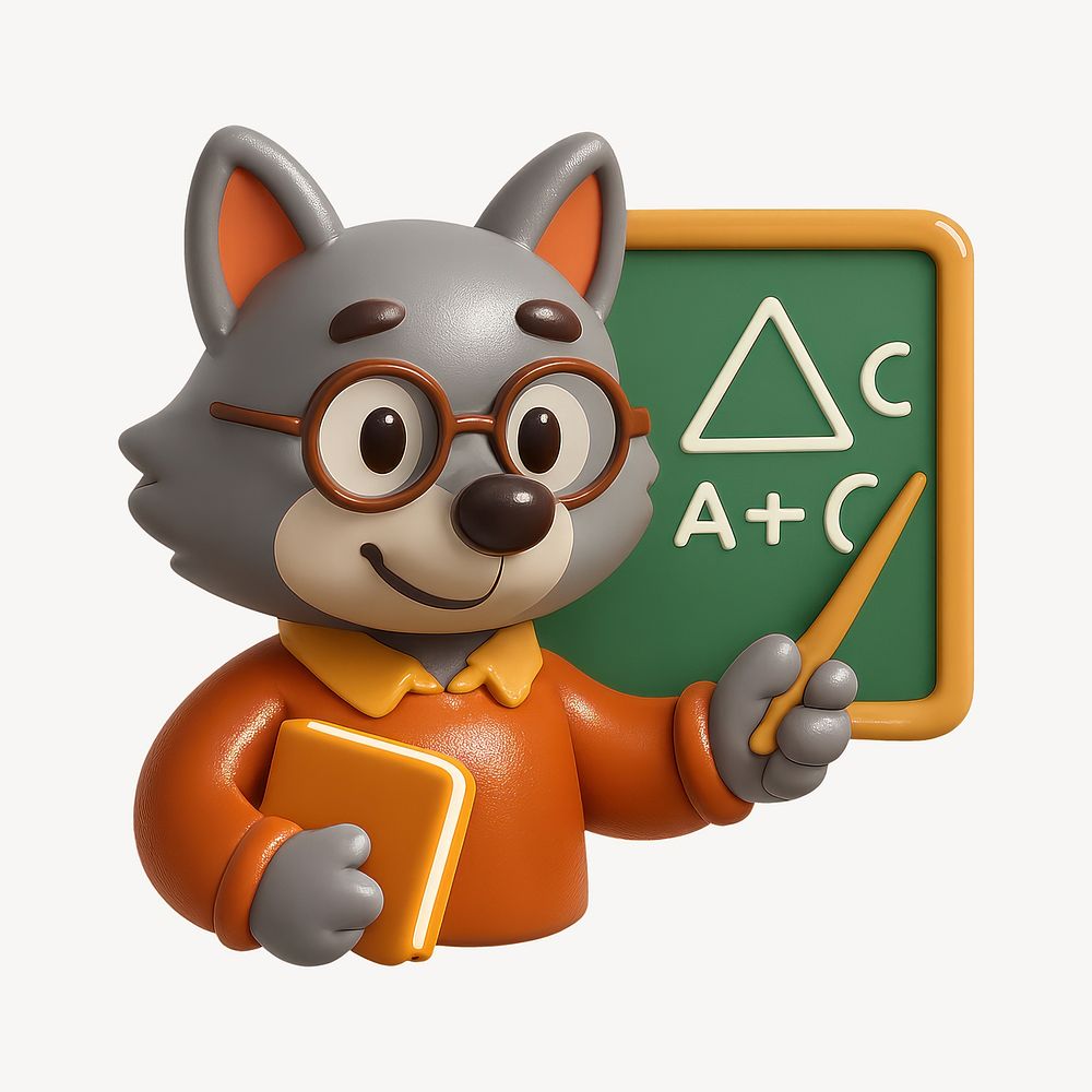 Cartoon wolf teacher illustration | Free Photo Illustration - rawpixel