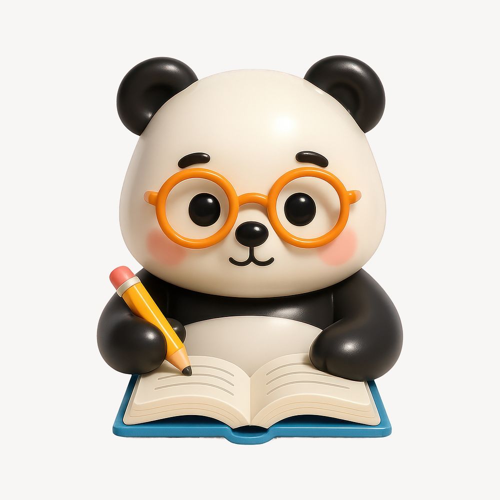 Cute panda writing illustration | Free Photo Illustration - rawpixel