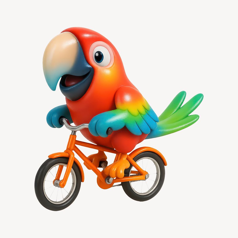 Colorful parrot riding bicycle | Free Photo Illustration - rawpixel