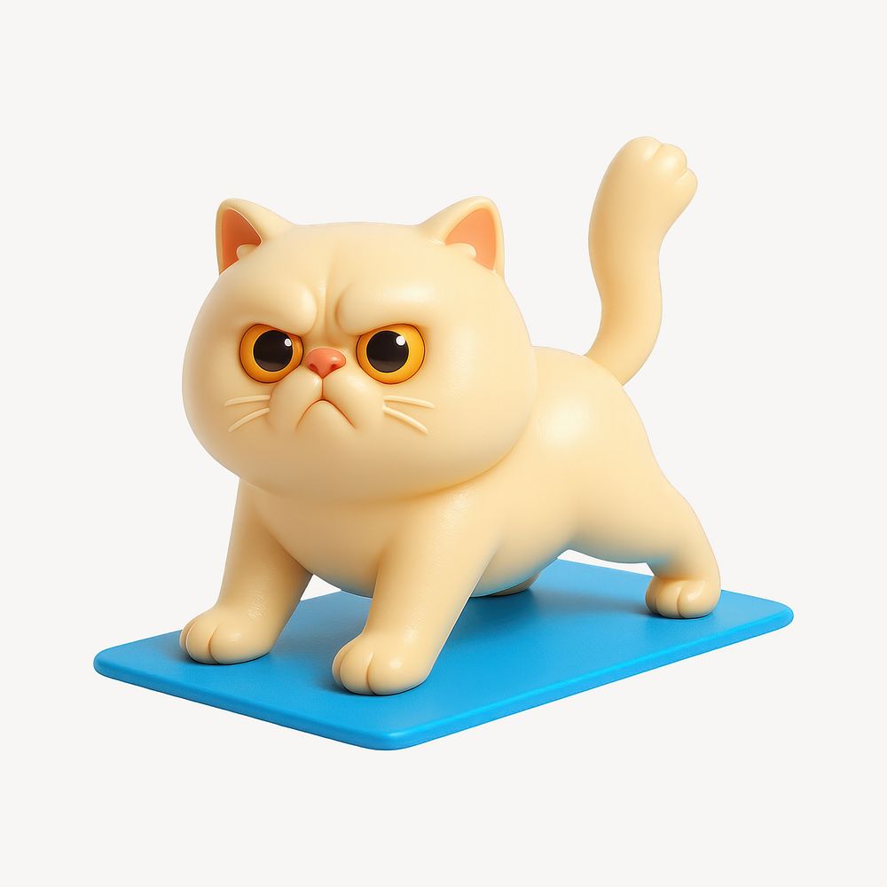 Cute cartoon cat stretching playfully | Free Photo Illustration - rawpixel