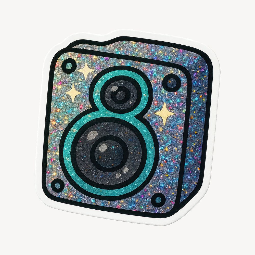 Glittery speaker sticker illustration | Free Photo Illustration - rawpixel