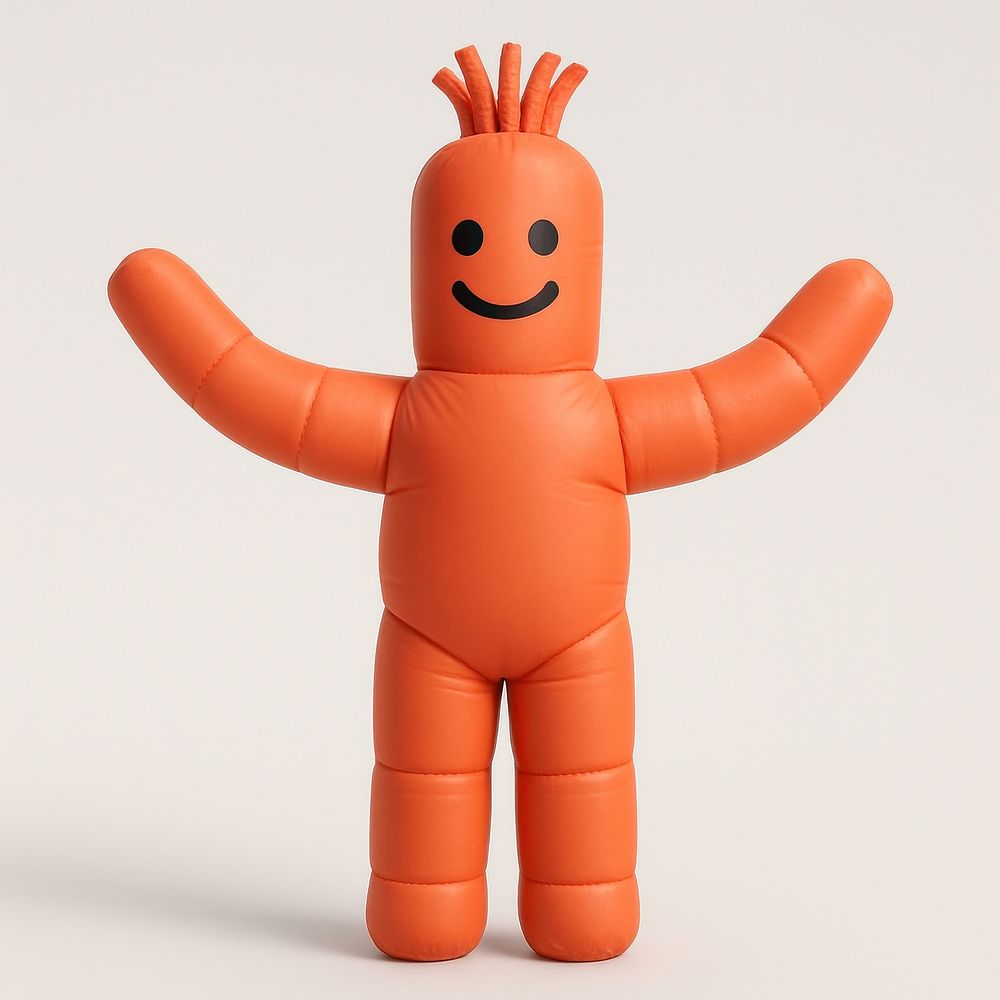 Playful orange inflatable figure | Free Photo Illustration - rawpixel