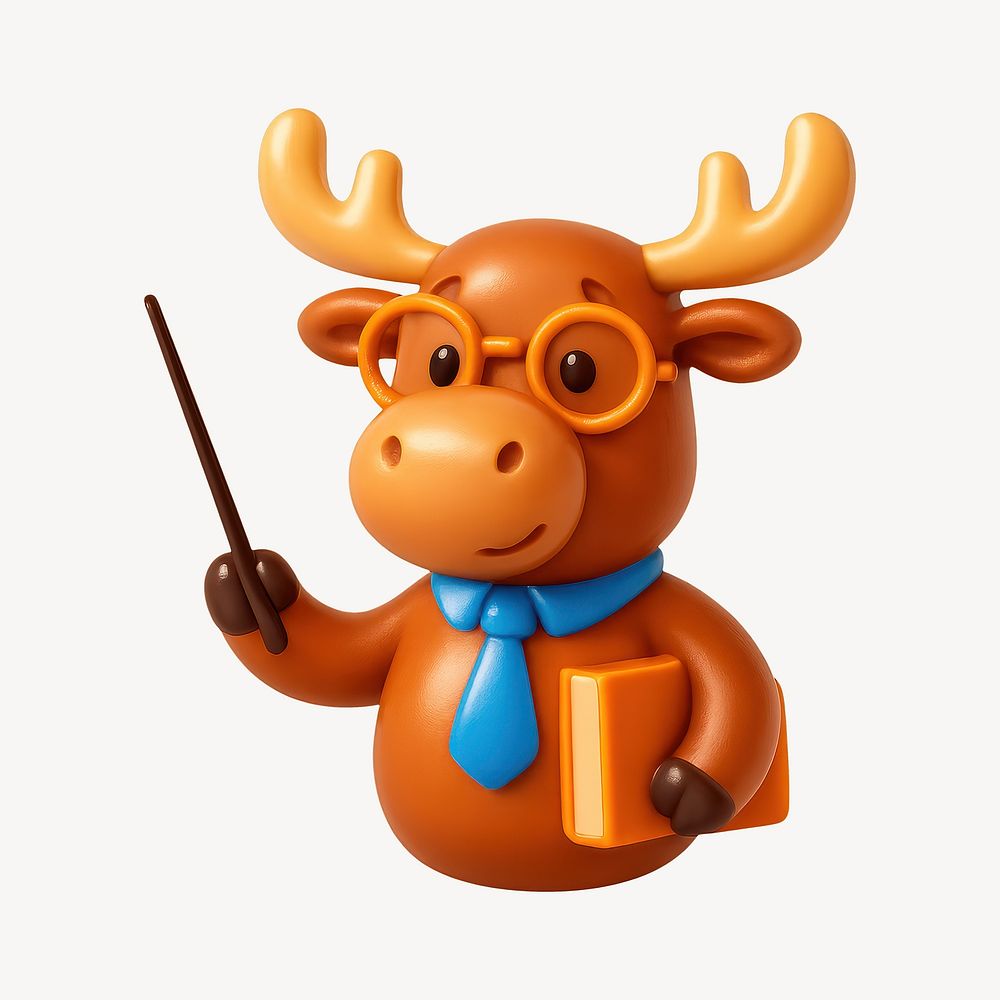 Cartoon moose teacher illustration | Free Photo Illustration - rawpixel