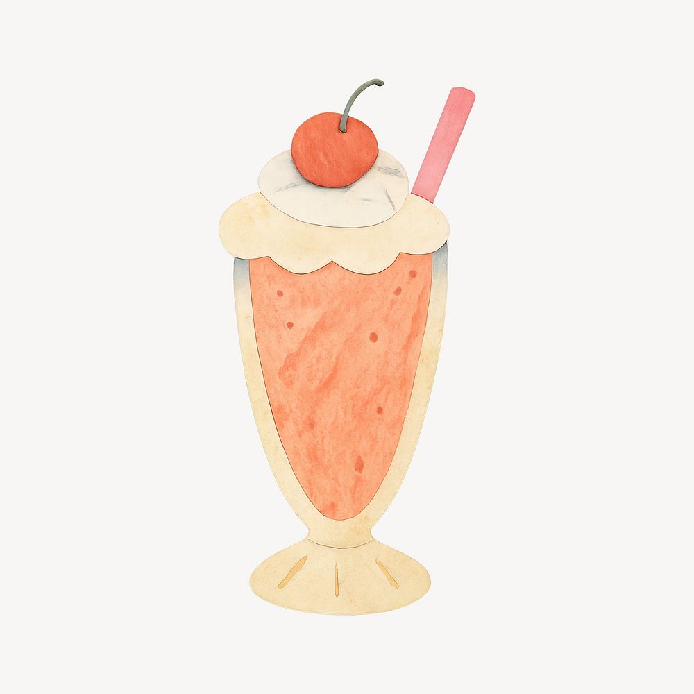 Vintage milkshake illustration with cherry | Free Photo Illustration ...
