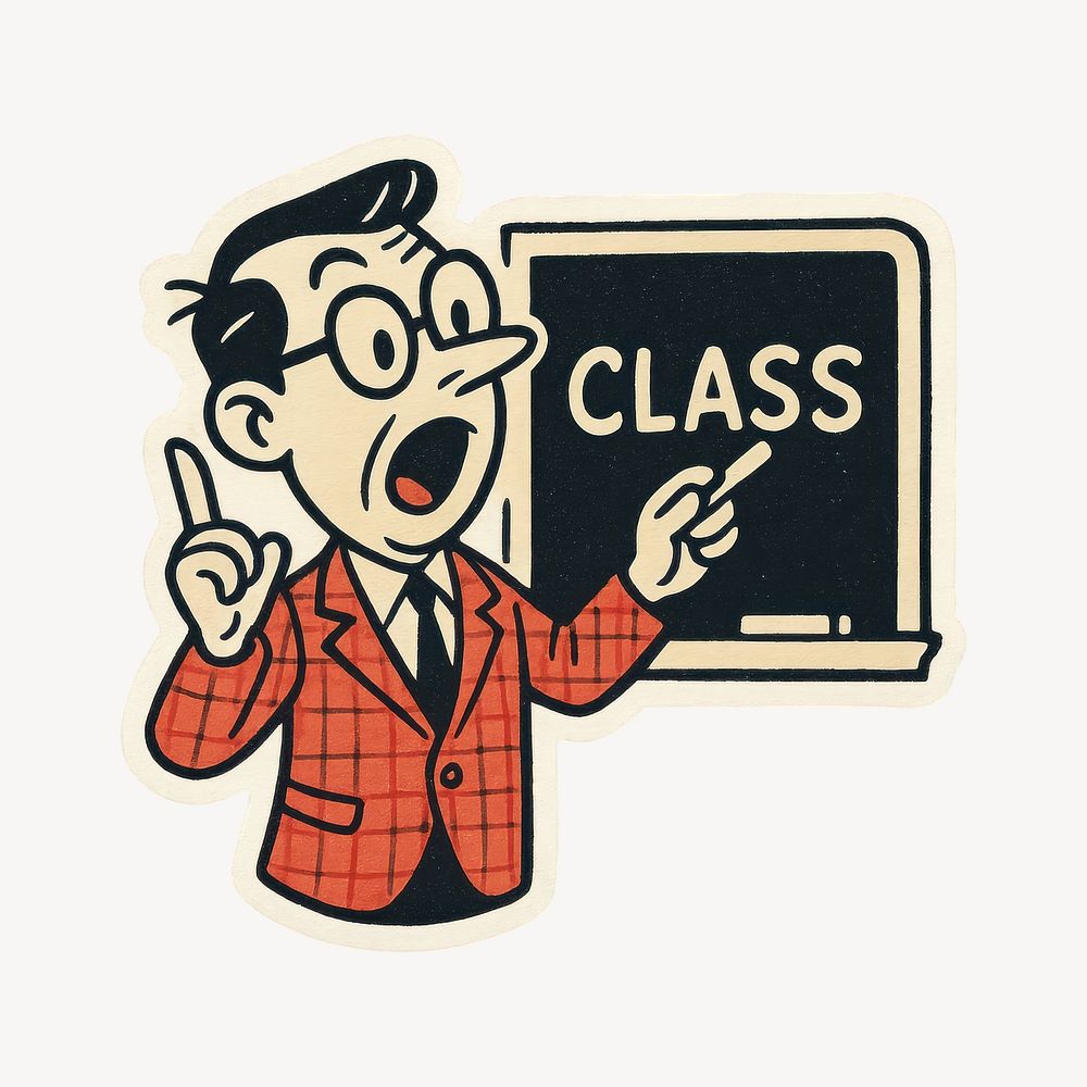 Retro teacher pointing chalkboard | Free Photo Illustration - rawpixel