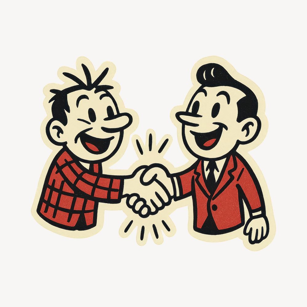 Retro handshake cartoon illustration | Free Photo Illustration - rawpixel