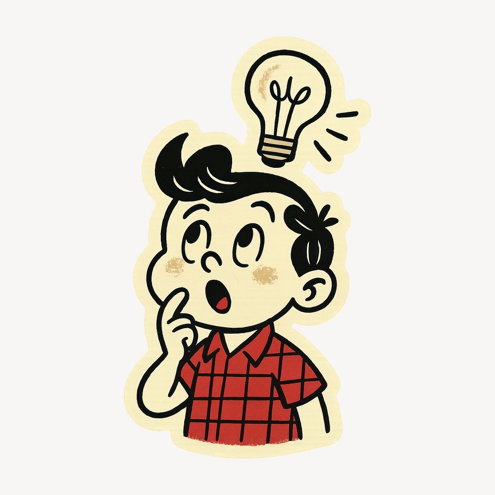 Retro cartoon boy idea | Free Photo Illustration - rawpixel