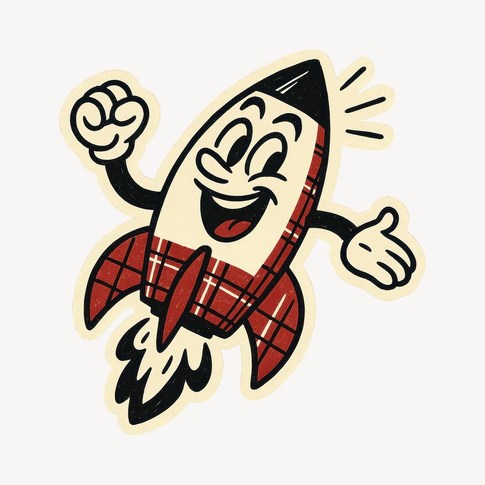 Retro rocket cartoon illustration | Free Photo Illustration - rawpixel