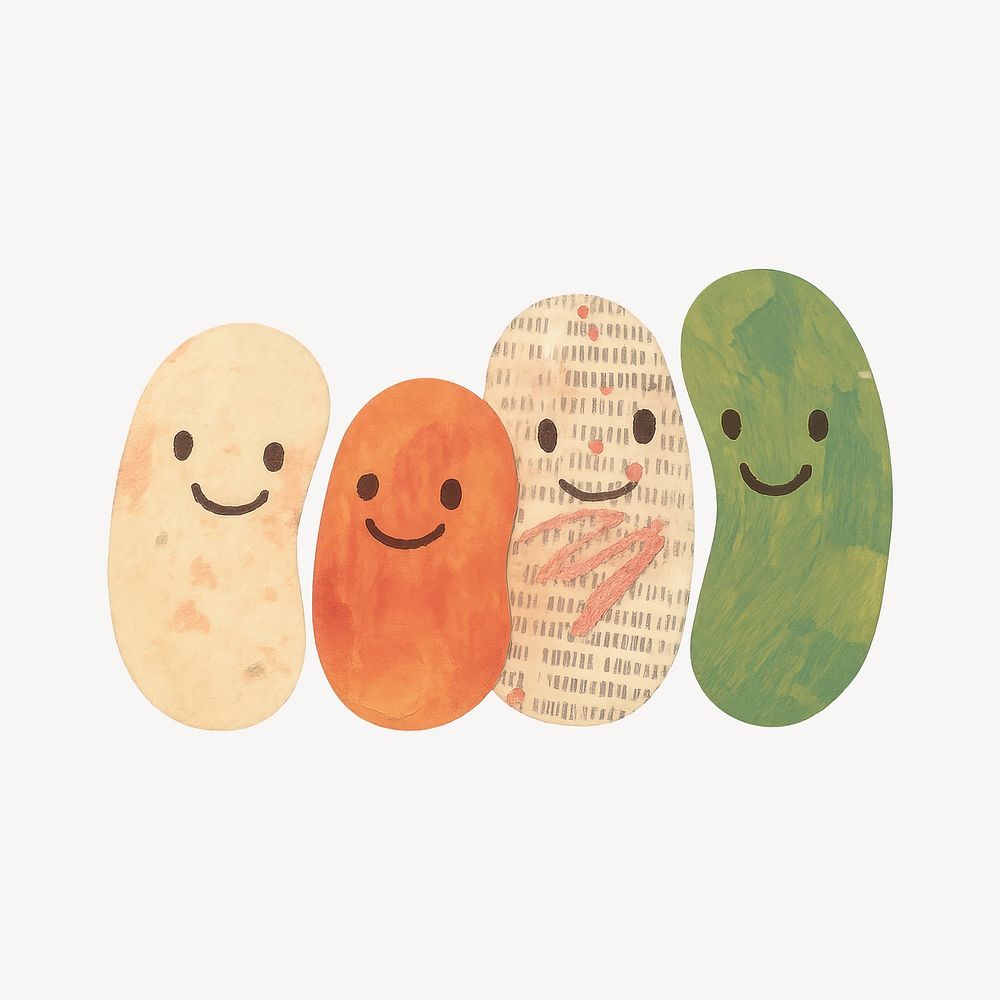 Colorful smiling bean characters | Free Photo Illustration - rawpixel