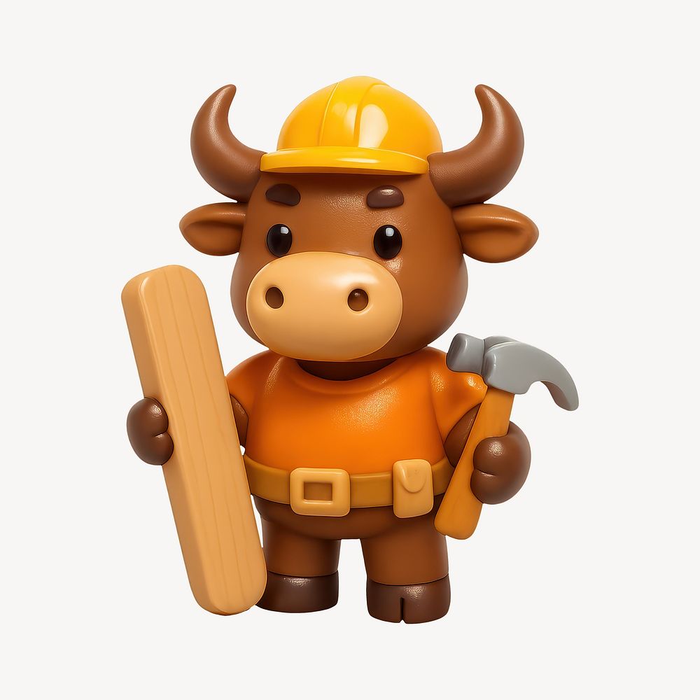 Cartoon bull construction worker | Free Photo Illustration - rawpixel
