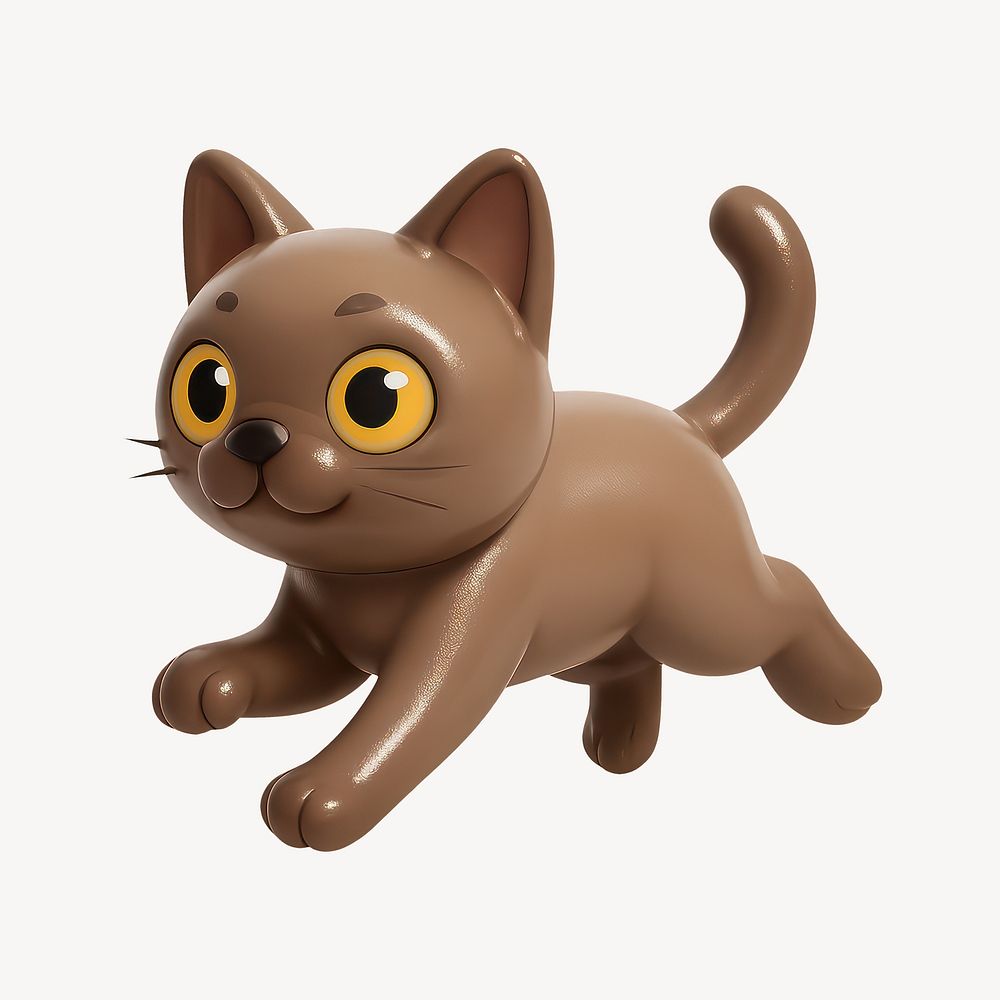 Cute cartoon brown cat figurine | Free Photo Illustration - rawpixel