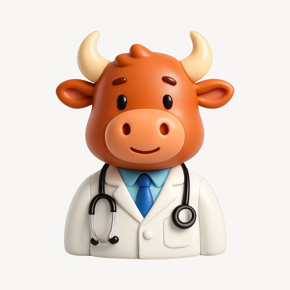 Cartoon cow doctor character | Free Photo Illustration - rawpixel