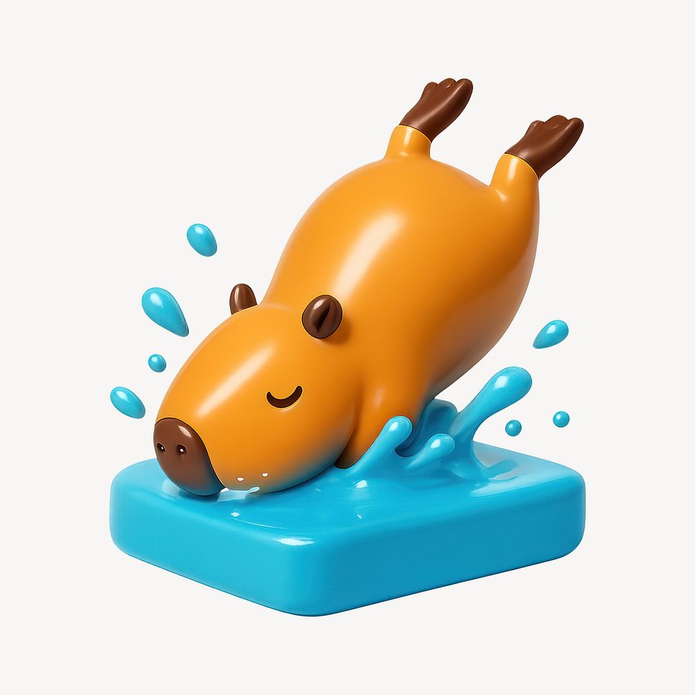Cute capybara diving splash | Free Photo Illustration - rawpixel