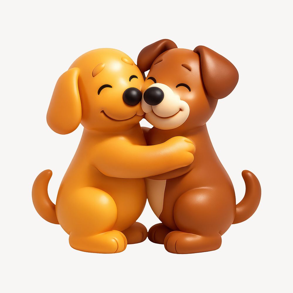 Adorable cartoon dogs hugging | Free Photo Illustration - rawpixel