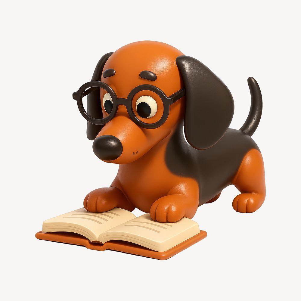 Adorable dachshund reading book | Free Photo Illustration - rawpixel
