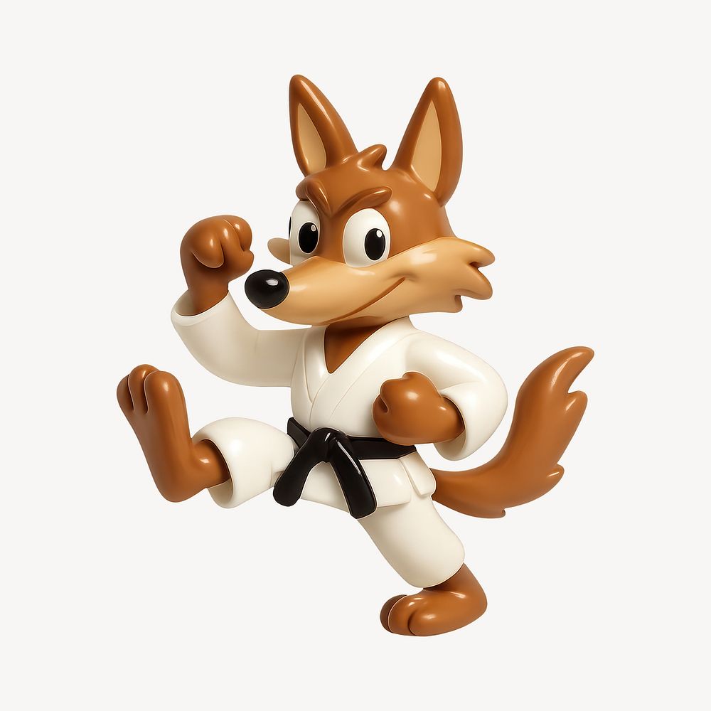 Cartoon wolf practicing karate | Free Photo Illustration - rawpixel
