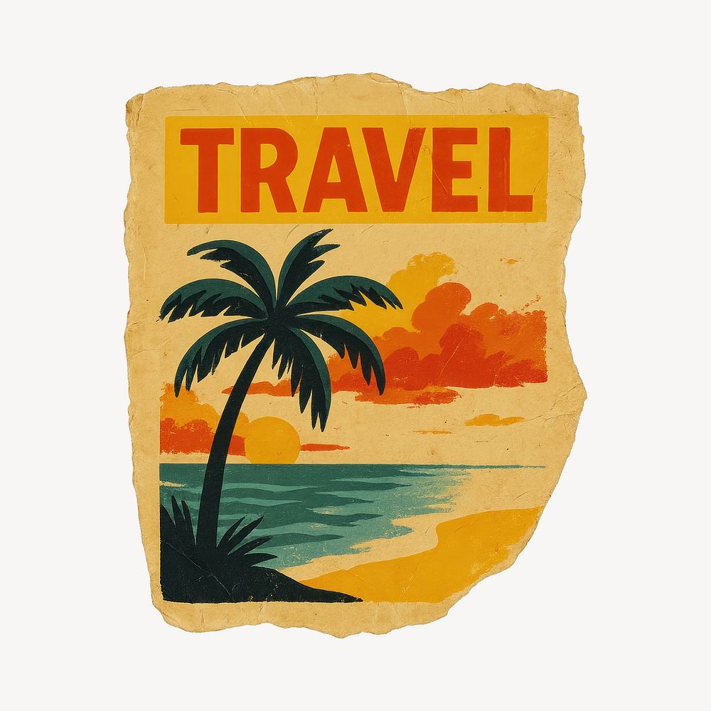 Vintage tropical travel poster | Free Photo Illustration - rawpixel