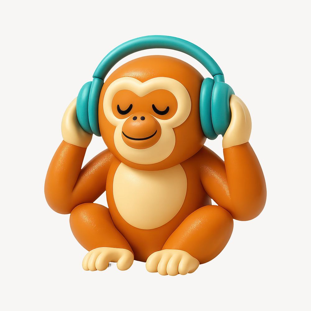 Cartoon monkey enjoying music | Free Photo Illustration - rawpixel
