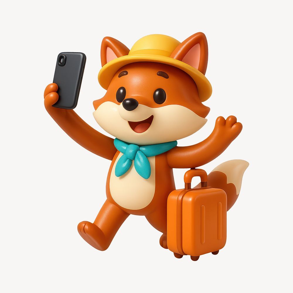 Cheerful fox traveler illustration | Free Photo Illustration - rawpixel