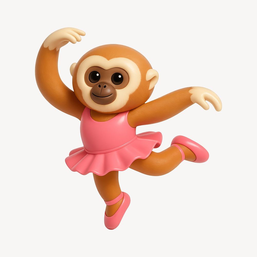 Cute monkey ballerina illustration | Free Photo Illustration - rawpixel
